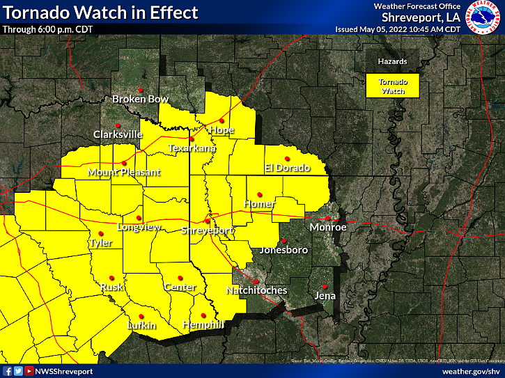 UPDATED | Texarkana region under tornado watch, flash flood warning ...