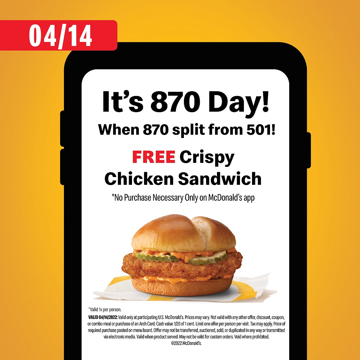 McDonald’s Restaurants in the 870 Area Code Will Give Away FREE Crispy ...