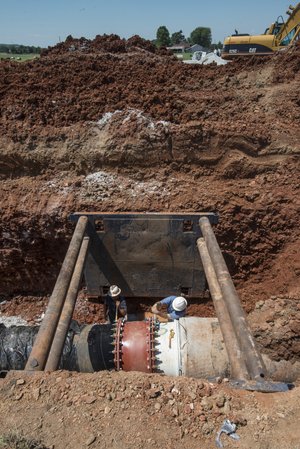 Water line break patched, testing still required