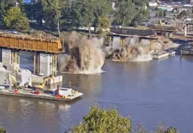 VIDEO: Latest Broadway Bridge explosion takes out footings, causes huge ...