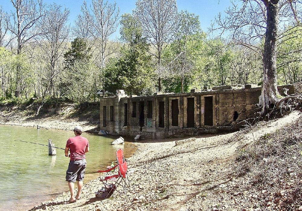 Remains of sunken resort Monte Ne an Arkansas curiosity