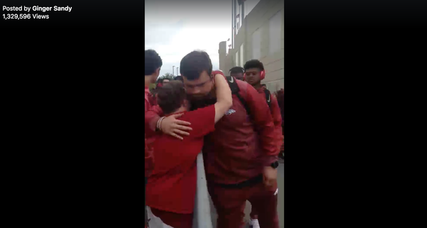 WATCH: UA football team stops to hug Hogs superfan; video goes viral ...