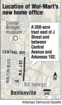 Wal-Mart to build new headquarters; site set near downtown Bentonville