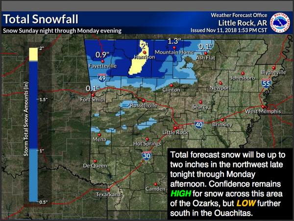 Snow in forecast for part of Arkansas tonight | The Arkansas Democrat ...