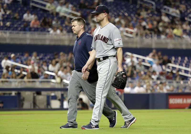 Cleveland's Kluber breaks right forearm in loss to Marlins | Hot ...