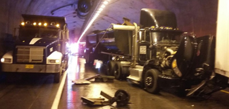 PHOTOS: Three semis blocked Bobby Hopper Tunnel on I-49 | Northwest ...