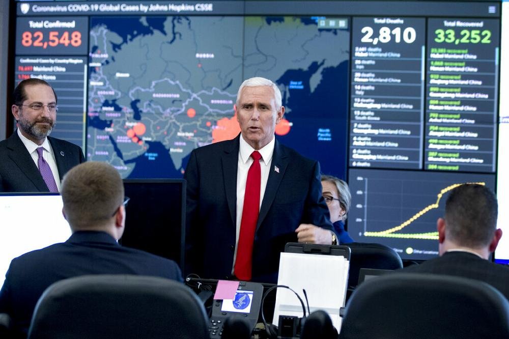 Vice President Mike Pence attends coronavirus task force meeting at the ...