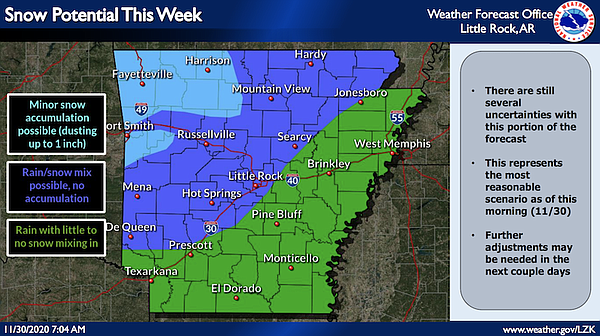 'Bitter cold' temperatures, possible snow forecast in Arkansas this ...