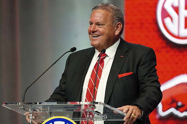 Discussing fall camp, Pittman's Hawgs Illustrated luncheon appearance ...