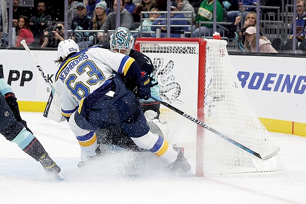 Faulk scores second goal in OT to lift Blues past Kraken | Jefferson ...