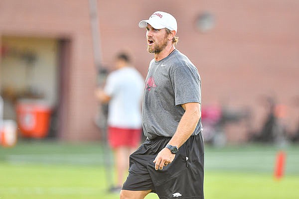 Strength coach makes voice heard on first day of drills | Whole Hog Sports