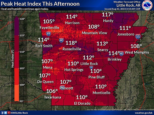 High temperatures forecast in Arkansas with a chances of relief ...