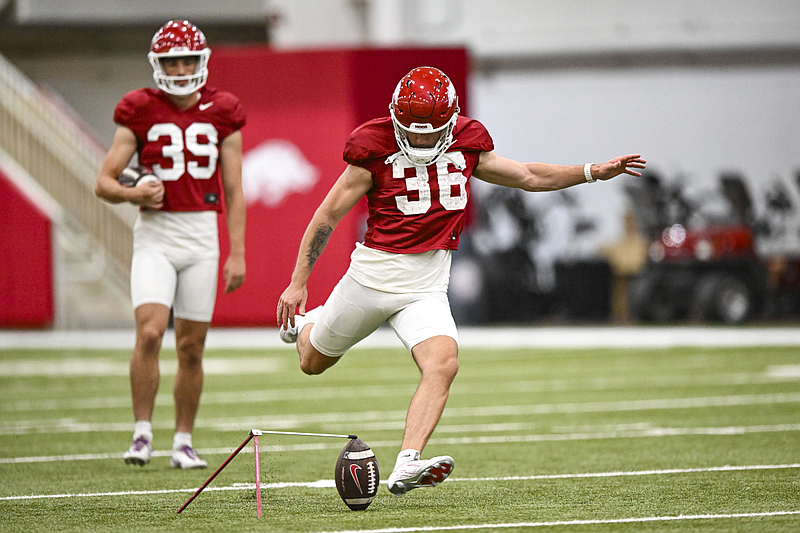 Kicker battle taking shape in Arkansas football fall camp | Whole Hog ...
