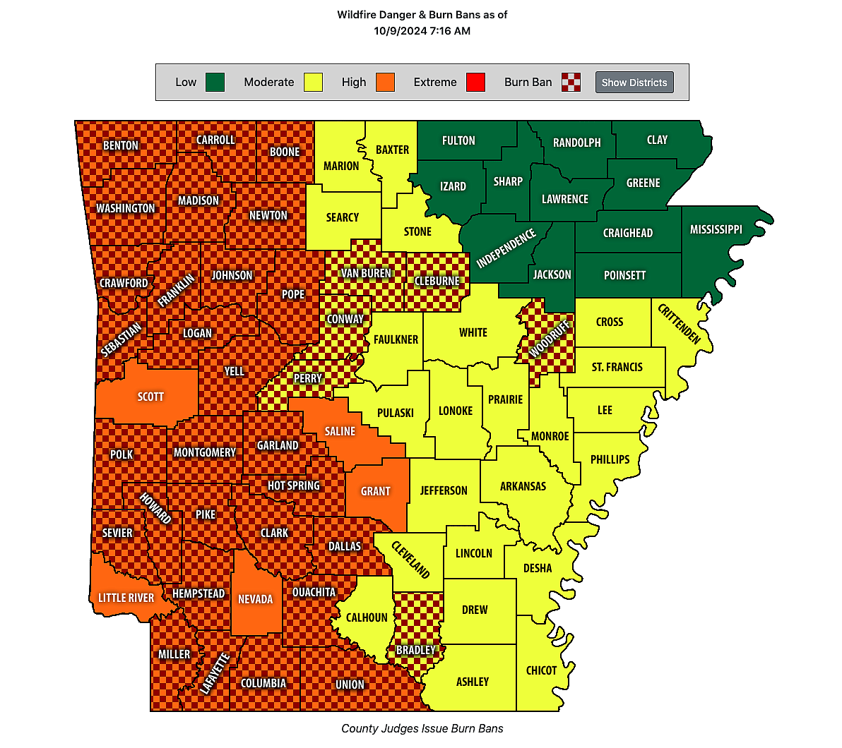 More Arkansas counties issue burn bans as dryness continues | The ...
