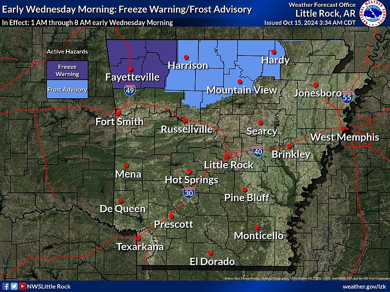 Freeze warning, frost advisory set for parts of state Wednesday | The ...
