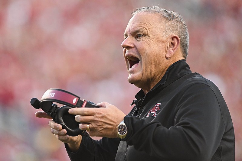 VIDEO: Arkansas football coach Sam Pittman previews Texas game | Whole ...