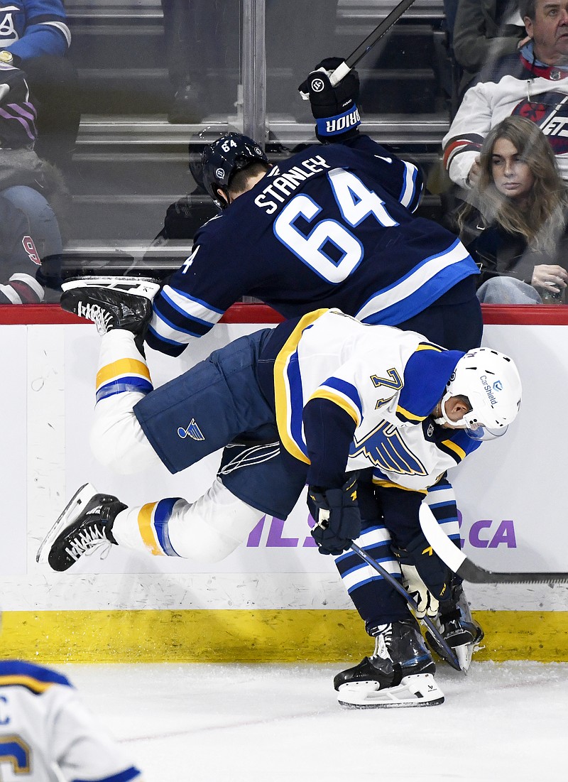 Kyrou scores 2, Holloway has goal and assist as Blues ground struggling ...