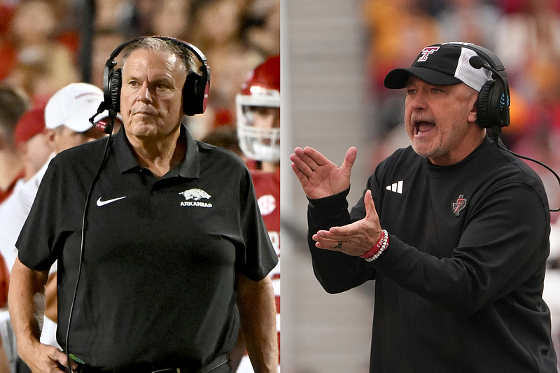 LISTEN: Arkansas coach Sam Pittman, Texas Tech coach Joey McGuire talk ...