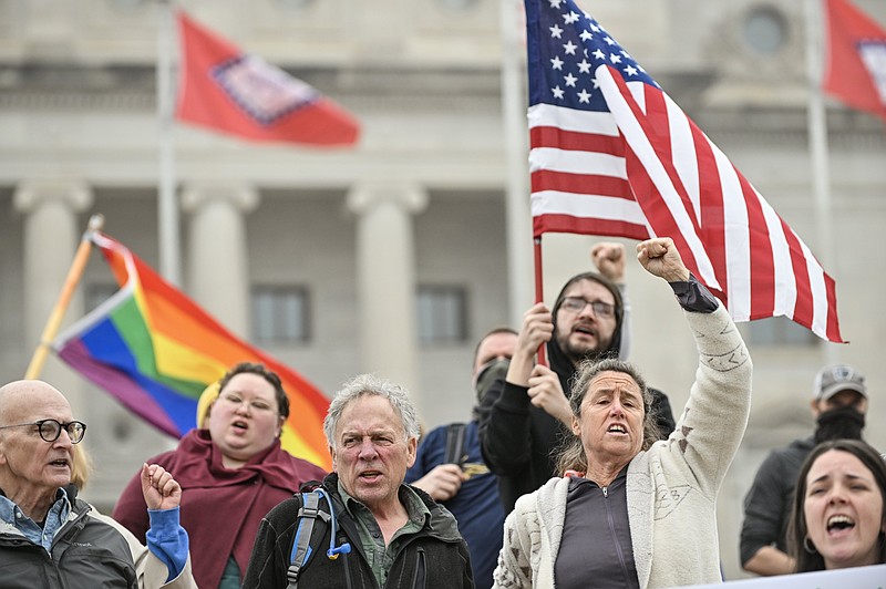 National protest against Trump policies draws about 200 people to state ...