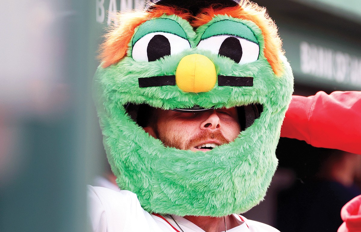 Red Sox celebrate home runs by wearing head of mascot Wally, the Green ...