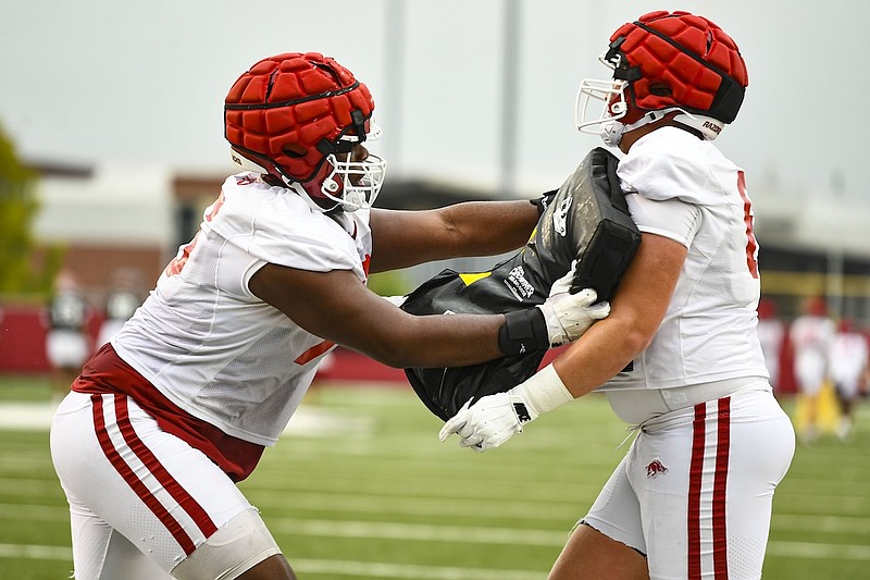 Arkansas football's offensive line a major area of focus on Day 1 of ...
