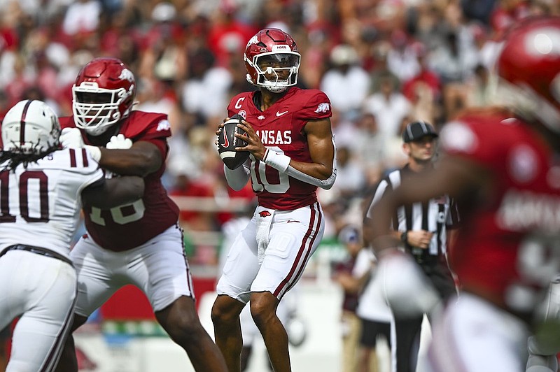 Arkansas football QB Taylen Green throws 6 TDs in season-opening rout ...