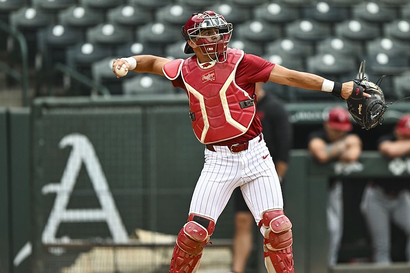 'He's a really tough out': Arkansas baseball catcher Ryder Helfrick ...