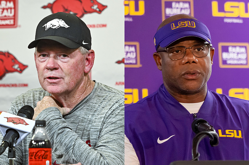 In the interim: Fill-in coaches lead rivals Arkansas, LSU into battle ...