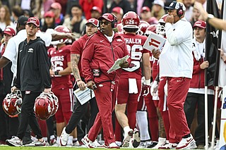 Arkansas football: Petrino credits coordinators for keeping Hogs close ...