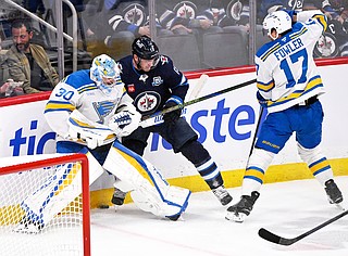 Scheifele and Morrissey power Jets to a 3-1 victory against the Blues ...