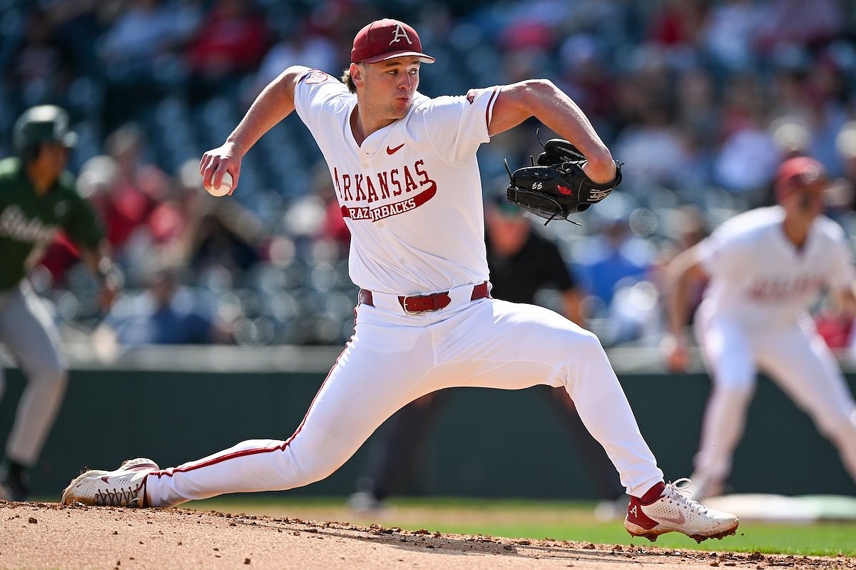 Arkansas baseball pitcher Gabe Gaeckle strong in Game 1 win over ...