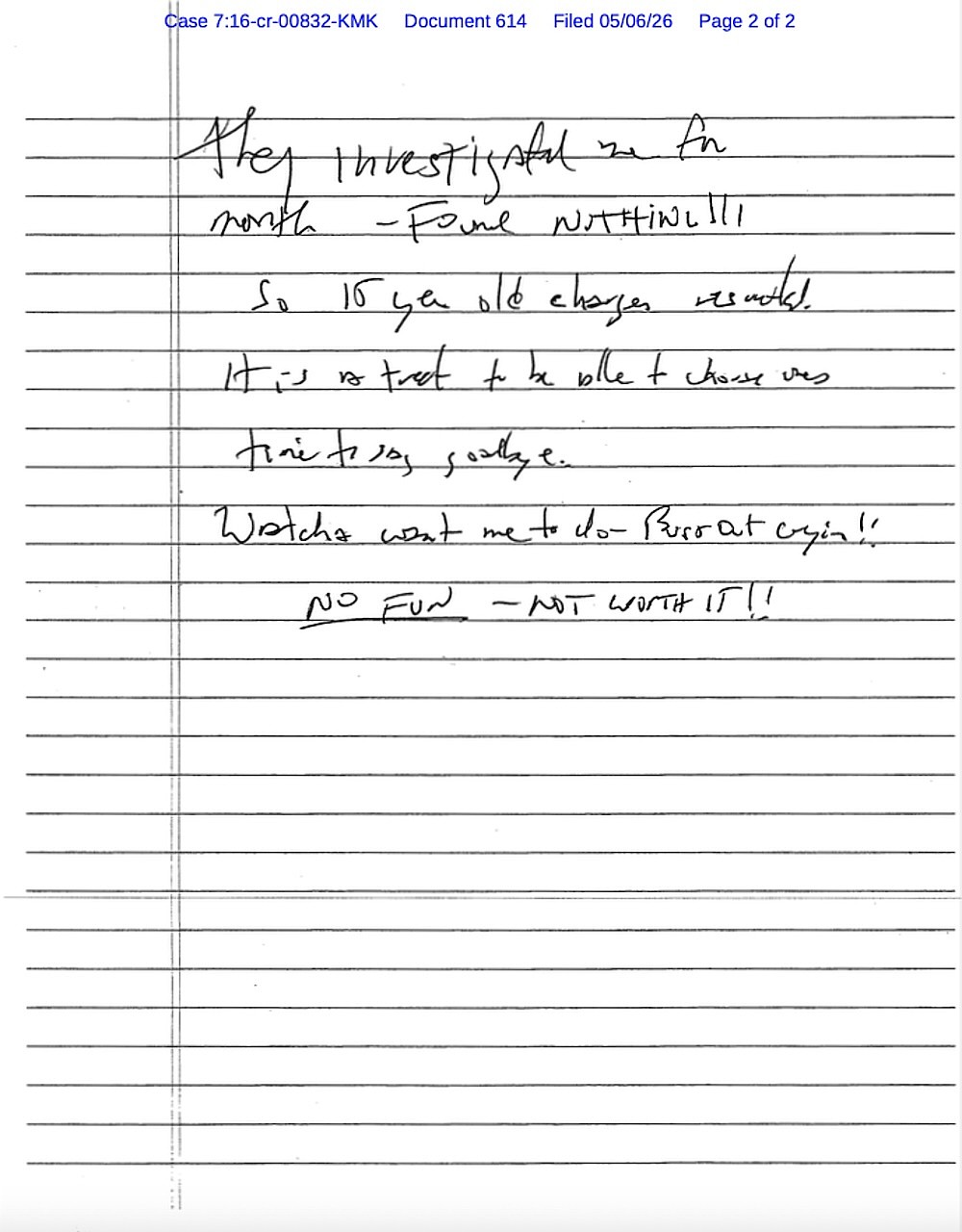 A note a former cellmate says he found after Epstein's suspected ...