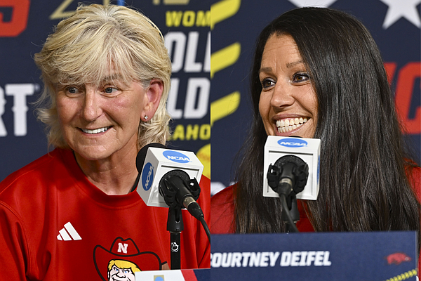 Friendship and title hopes collide in Arkansas-Nebraska WCWS opener ...
