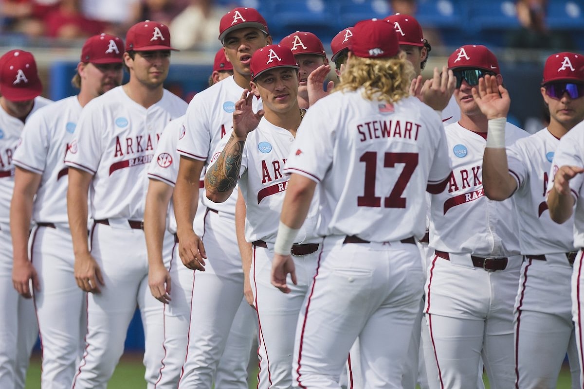Arkansas players are introduced prior to a game against Missouri State ...