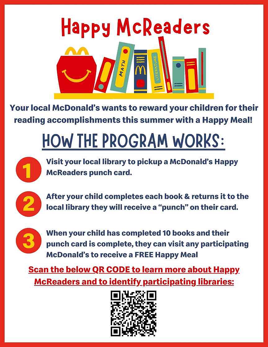 Local libraries, McDonald’s offer rewards for summer reading ...