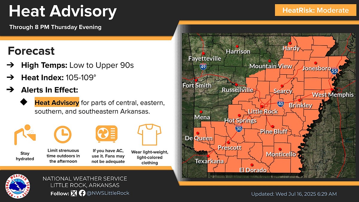 Heat advisory issued for much of Arkansas | Camden News