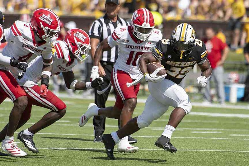 Ahmad Hardy stars as No. 25 Missouri beats Louisiana-Lafayette 52-10 ...