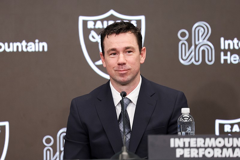 Raiders introduce new coach Klint Kubiak with a nod to their storied ...