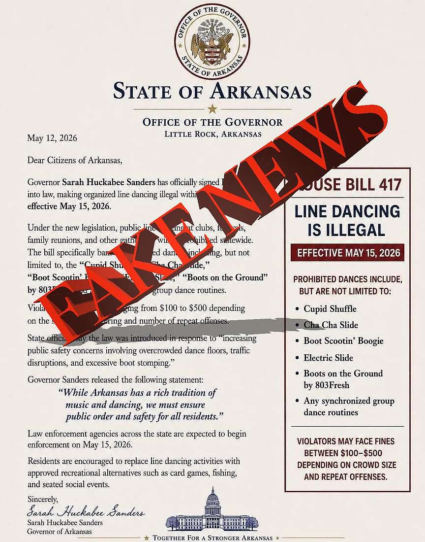 Fake bill claiming to ban line dancing in Arkansas circulating online ...
