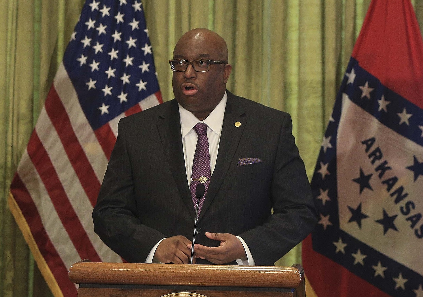 Dexter Payne, who oversees the Arkansas prison system, addresses a news ...