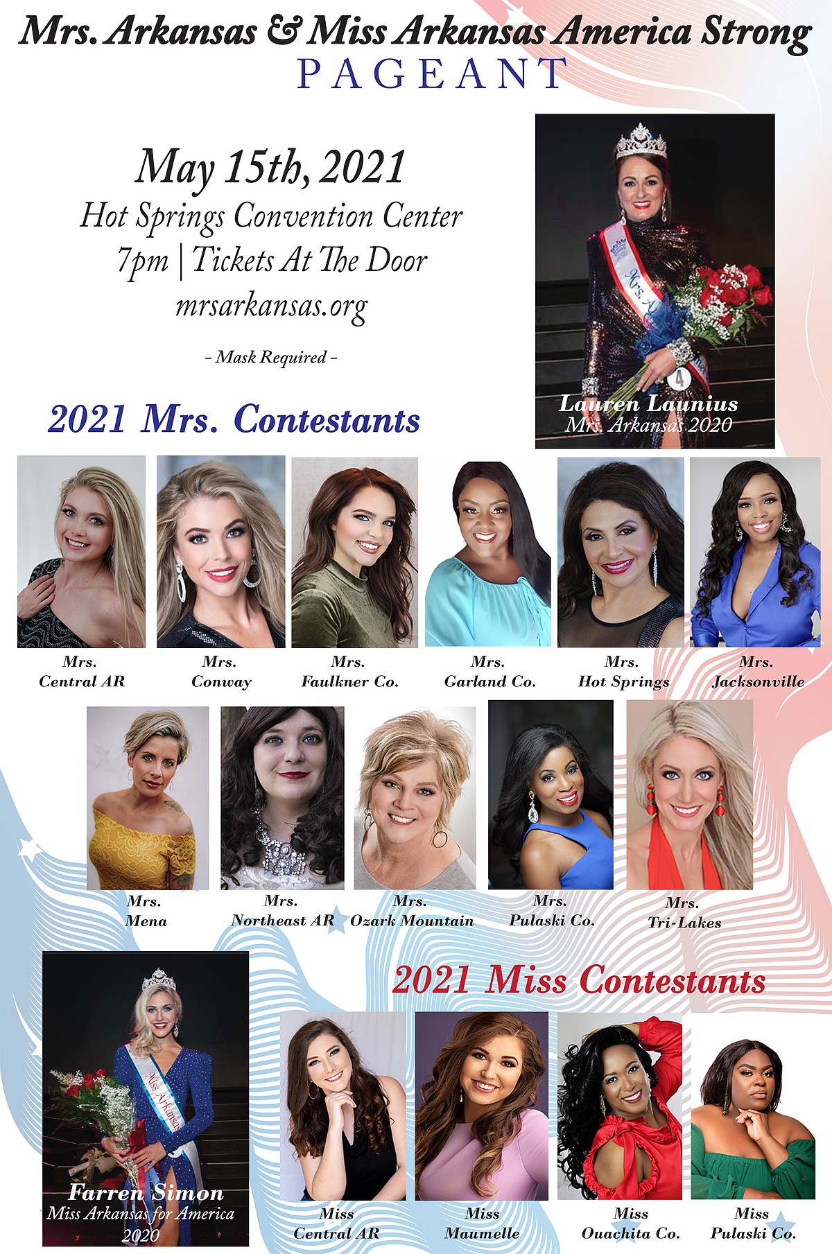 Mrs. Arkansas America, Miss for America Strong Pageant will be May 15 ...