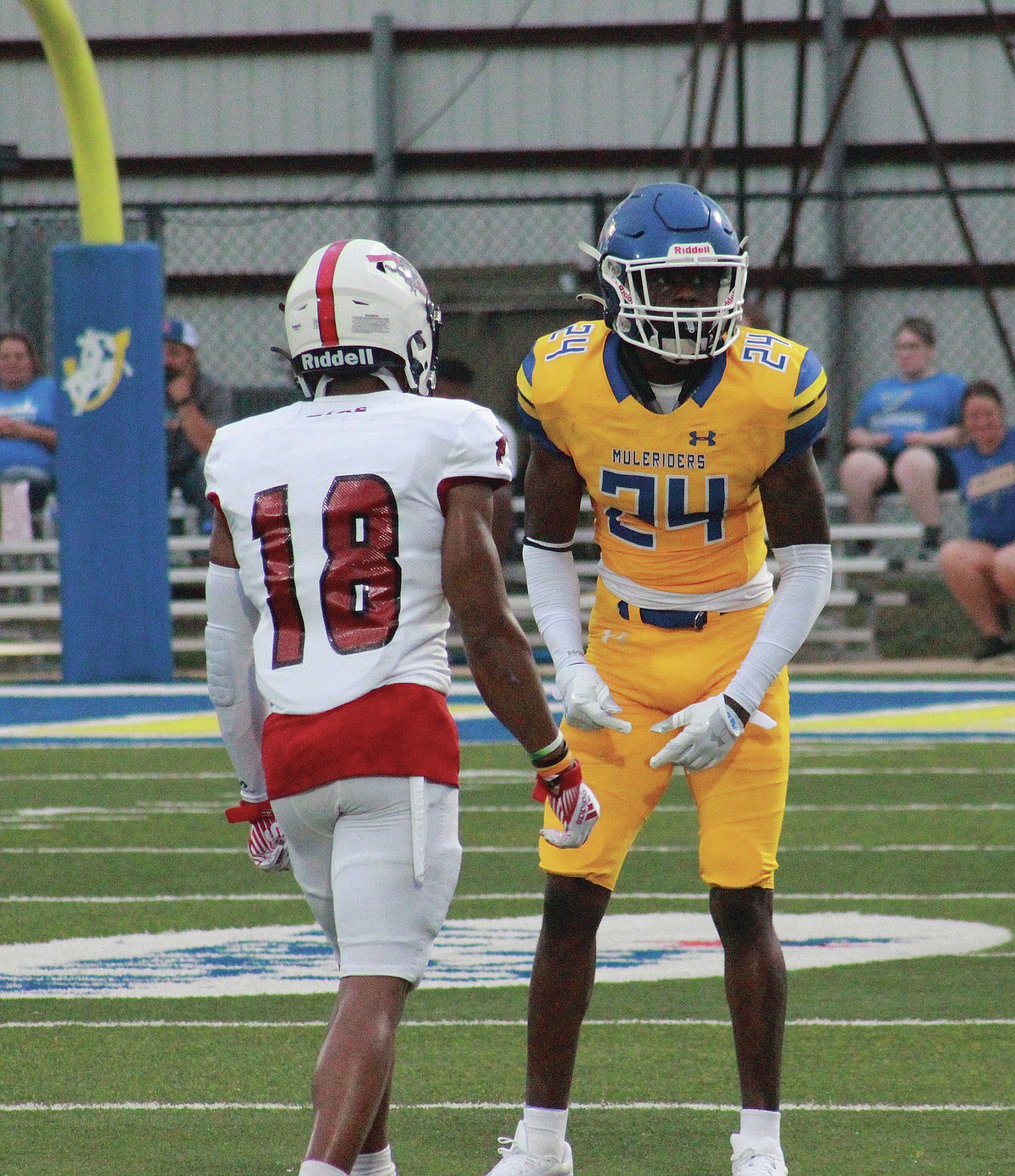 Melvin Smith Jr. lines up on a receiver during the season opener ...