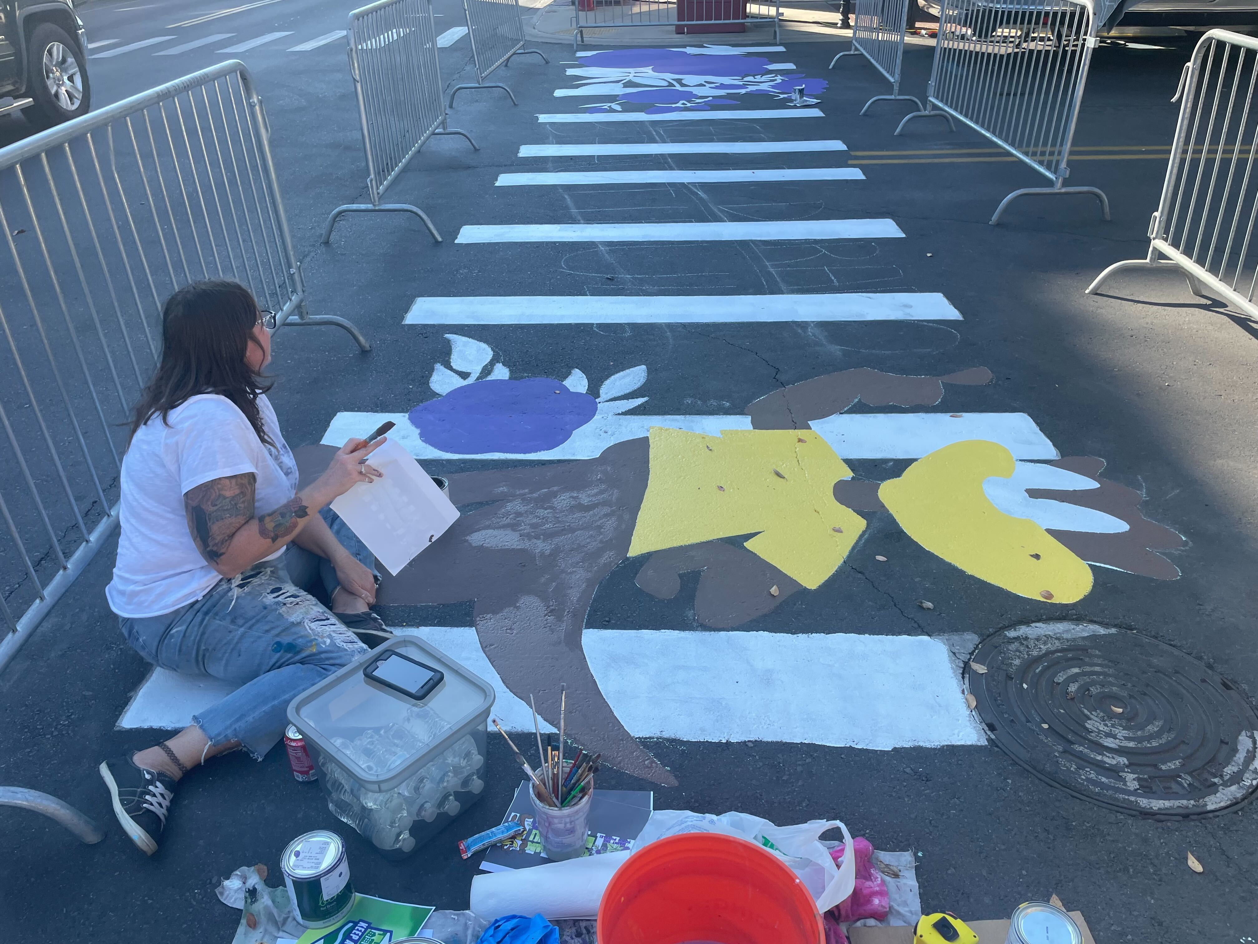 PHOTOS: Work on new crosswalk mural begins | El Dorado News