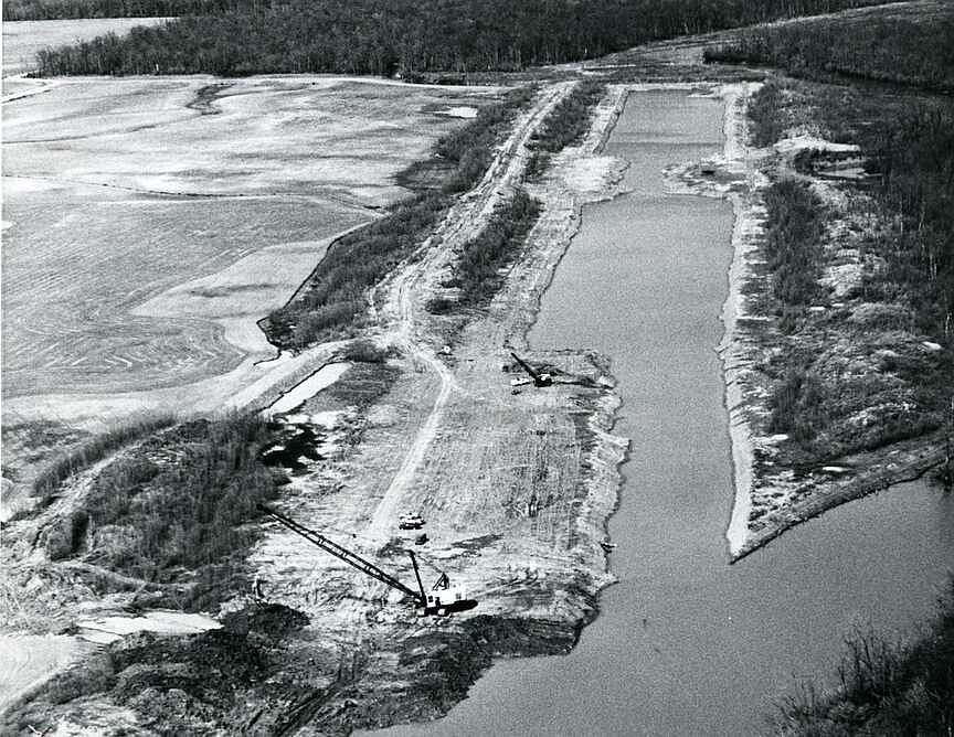FILE - An aerial view of the Cache River during the channelization ...