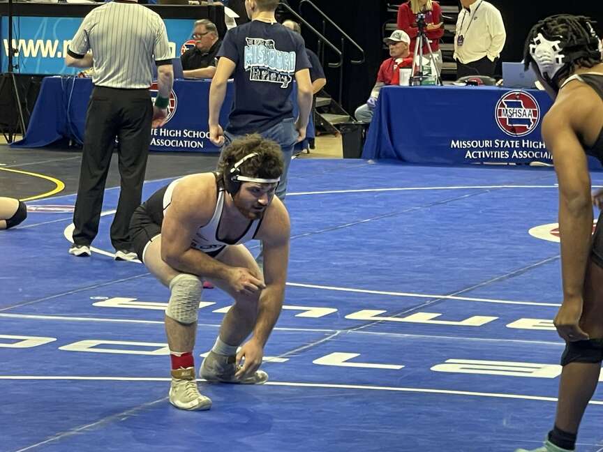 South Callaway boys wrestling freshman Ethan Munford competes on Day 2 ...
