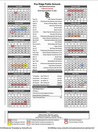 Pea Ridge School District Calendar 2024-2025 | Pea Ridge Times