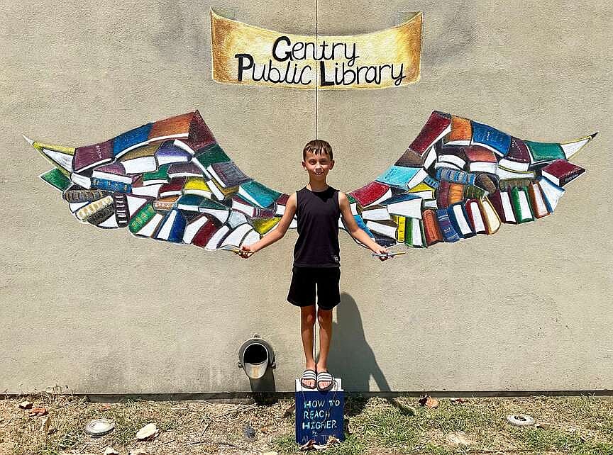Unique selfie station painted on south wall of Gentry Public Library ...