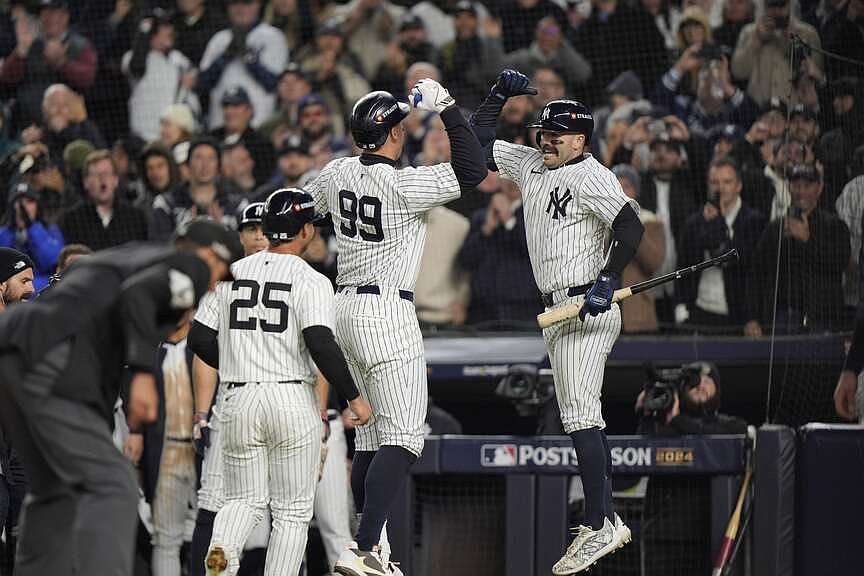 Judge hits first home run of postseason as Yankees beat Guardians 6-3 for 2-0 ALCS lead | Hot ...