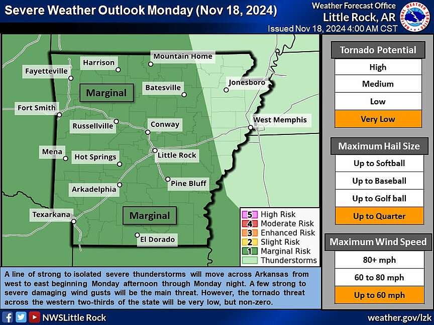 Most of Arkansas at risk of severe storms Monday | The Arkansas ...