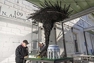 Nine foot tall tornado sculpture looks for permanent home in Rogers ...